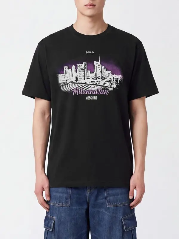 Moschino Short-sleeved Cotton T-shirt With Graphic Print