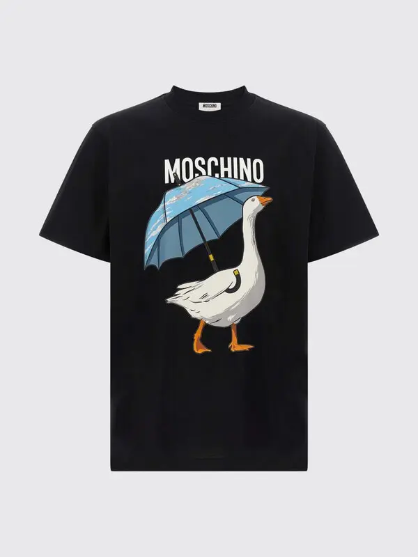 Moschino Graphic Print Cotton T-shirt With Dropped Shoulders - Black