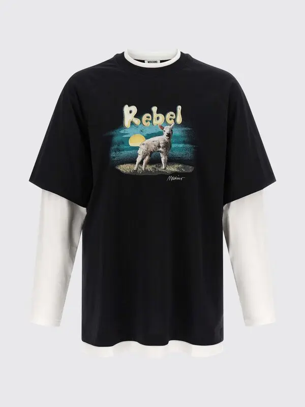 Moschino Long-sleeved Cotton T-shirt With Graphic Print