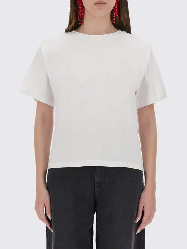 Isabel Marant Étoile Cotton Crewneck T-shirt With Padded Shoulders - White