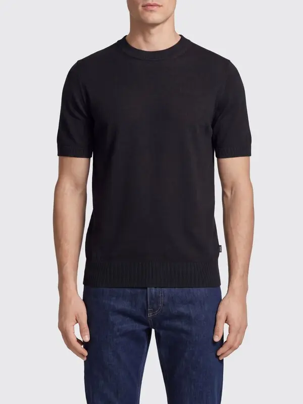 BOSS Short-sleeved Crew-neck Jumper In Pure Virgin Wool