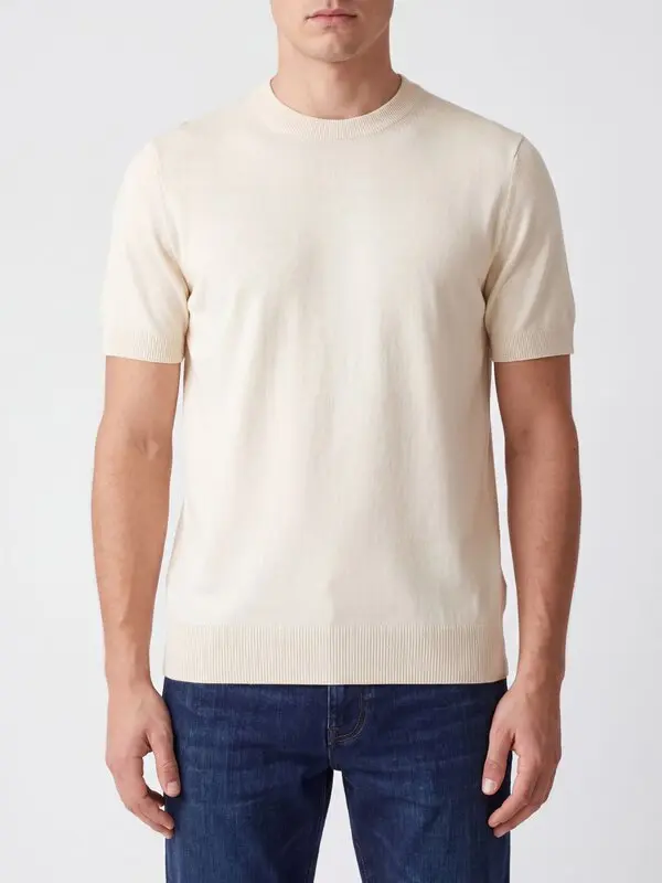 BOSS Short-sleeved Crew-neck Jumper In Pure Virgin Wool - White