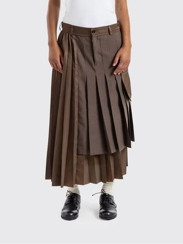 Sacai Asymmetrical Midi Skirt - Brown