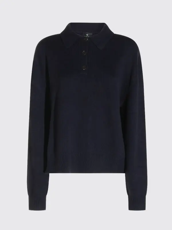 ANINE BING Long-sleeved 100% Cashmere Knit Polo Shirt