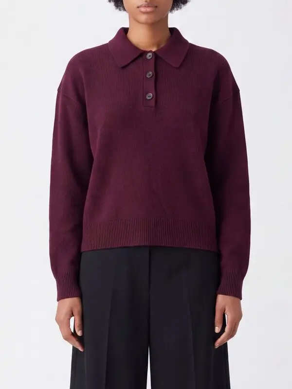 ANINE BING Long-sleeved 100% Cashmere Knit Polo Shirt - Violet