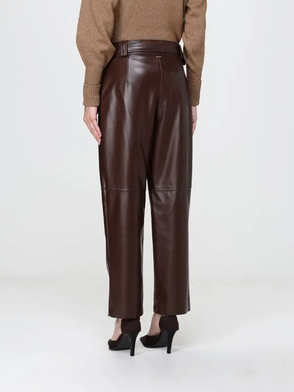 TWINSET High-waisted Faux Leather Cropped Trousers - Brown