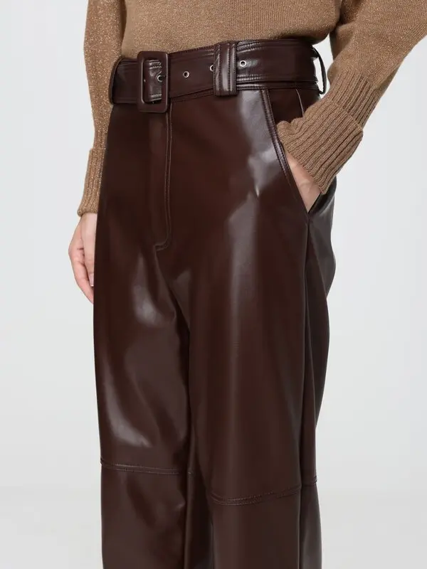 TWINSET High-waisted Faux Leather Cropped Trousers - Brown