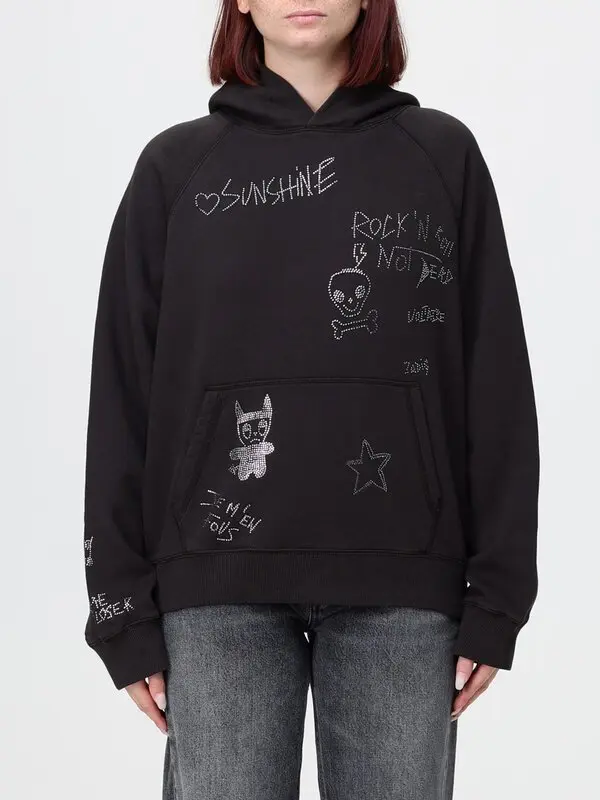 Zadig&Voltaire Oversized Cotton Hoodie With Rhinestone Logo