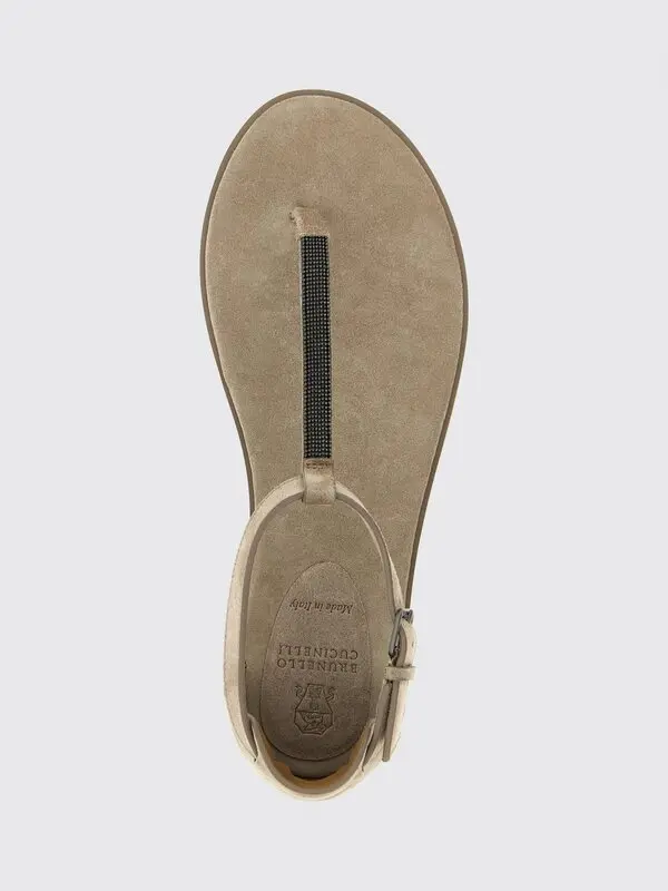 Brunello Cucinelli Suede Low-heeled Thong Sandals