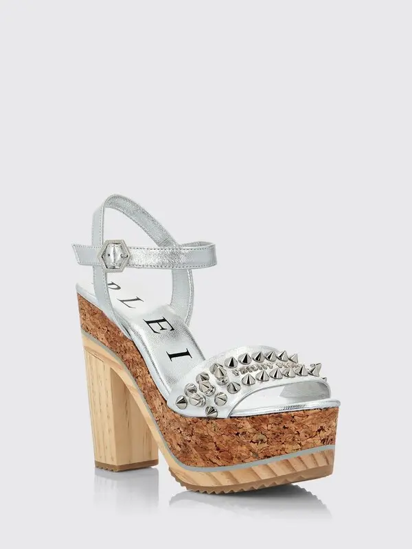 Philipp Plein Studded Laminated Leather High-heel Platform Sandals