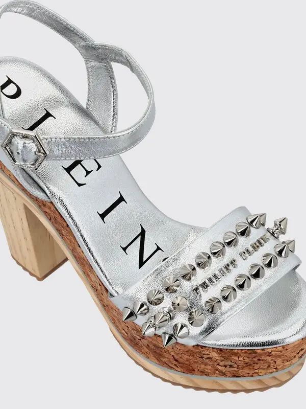 Philipp Plein Studded Laminated Leather High-heel Platform Sandals