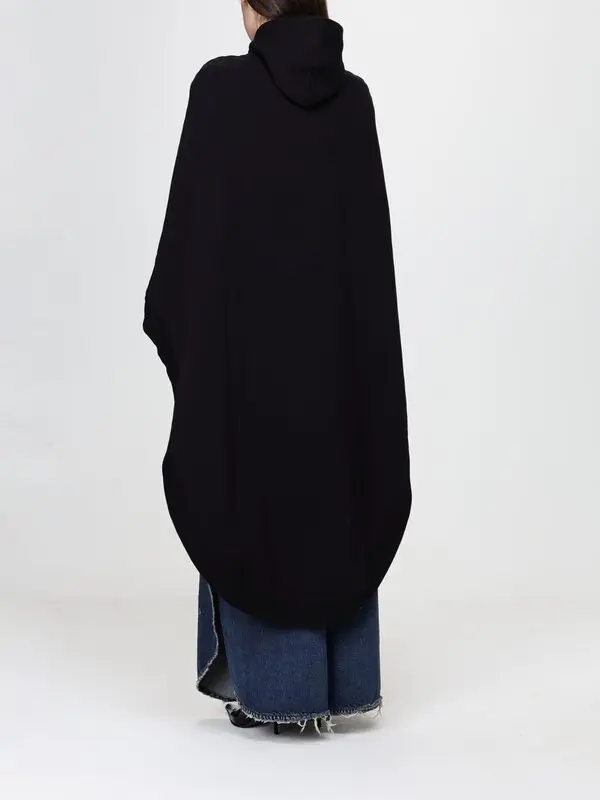 Balenciaga Oversized Long Cotton Cape With Hood And Asymmetrical Hem