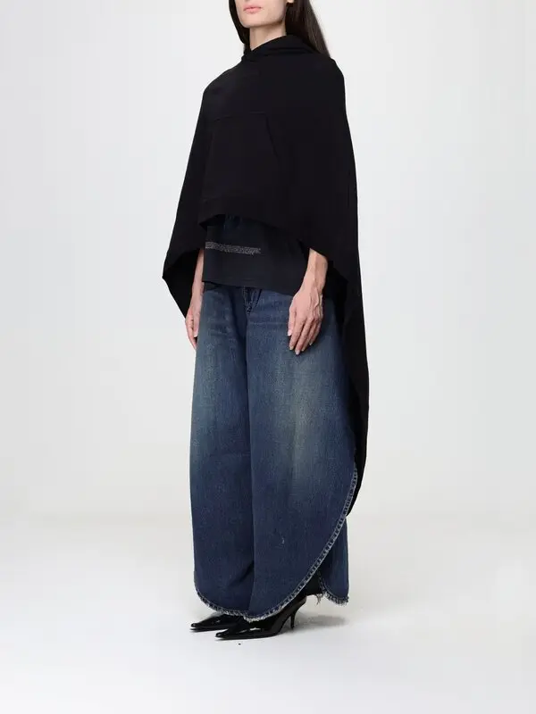 Balenciaga Oversized Long Cotton Cape With Hood And Asymmetrical Hem