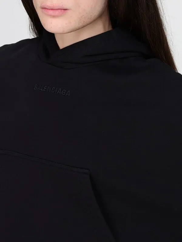 Balenciaga Oversized Long Cotton Cape With Hood And Asymmetrical Hem