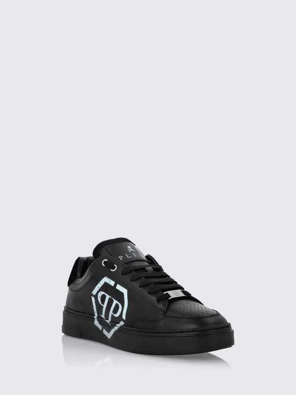 Philipp Plein Monogram Calf Leather Low-top Sneakers With Hexagon Logo - Black