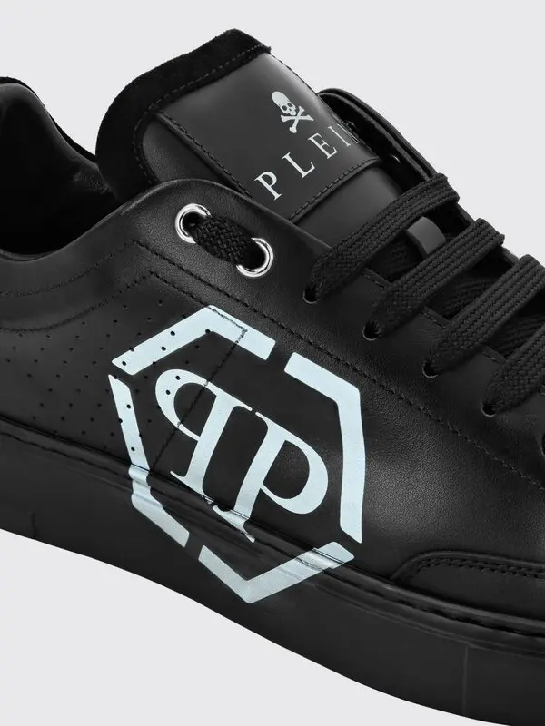 Philipp Plein Monogram Calf Leather Low-top Sneakers With Hexagon Logo - Black