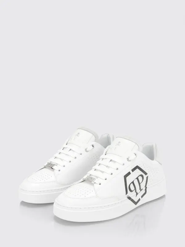 Philipp Plein Monogram Calf Leather Low-top Sneakers With Hexagon Logo