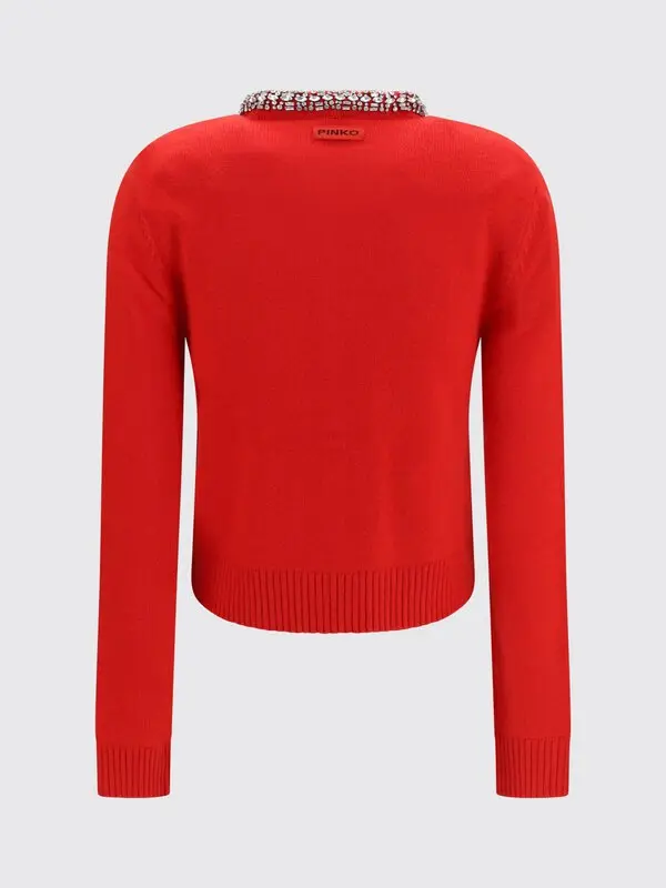 Pinko Wool-blend Cardigan With Crystal Embellishments - Red
