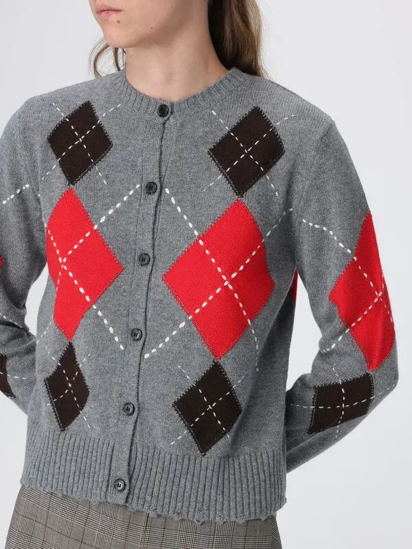 Pinko Argyle Wool And Cashmere Cardigan