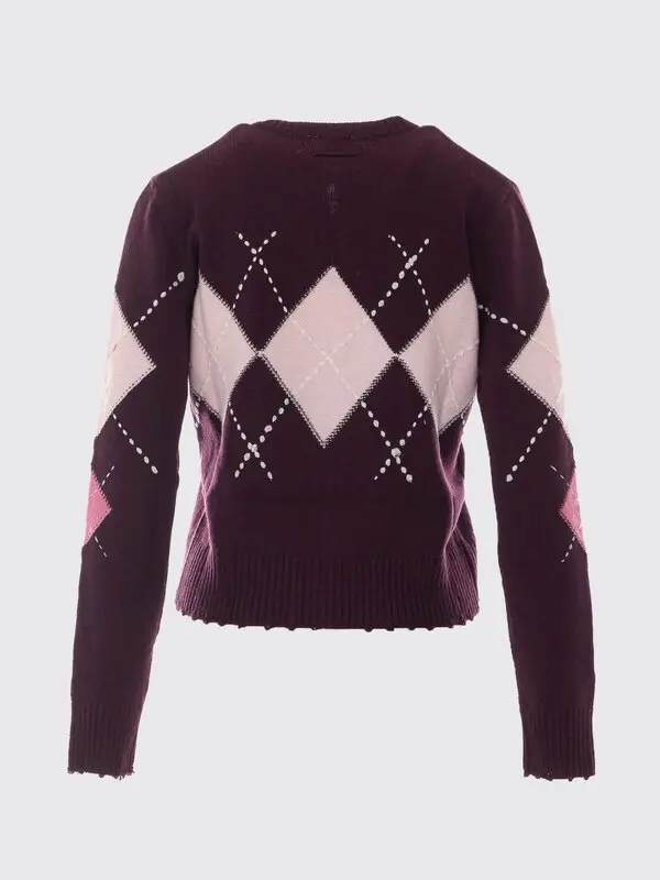 Pinko Argyle Wool And Cashmere Cardigan - Red