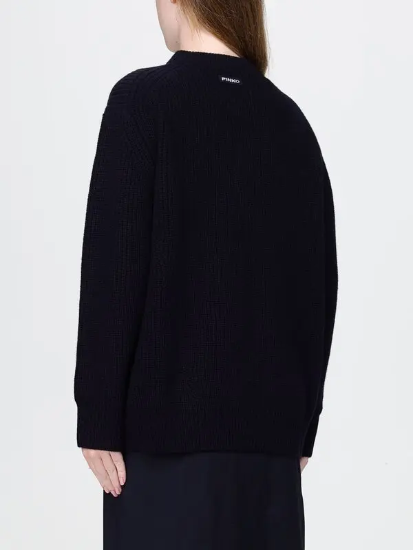 Pinko Relaxed Fit Wool Crewneck Jumper With Dropped Shoulders - Blue
