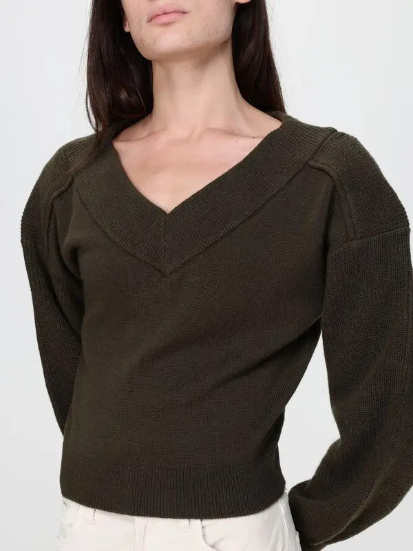Pinko V-neck Pure Wool Jumper With Dropped Shoulders And Ribbed Trims