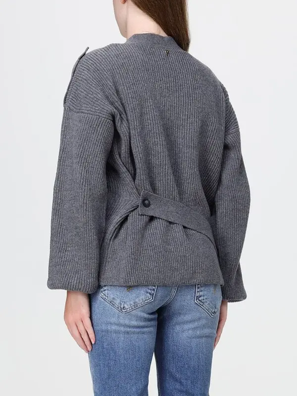 DONDUP Pure Wool V-neck Cardigan With Epaulettes And Button Closure