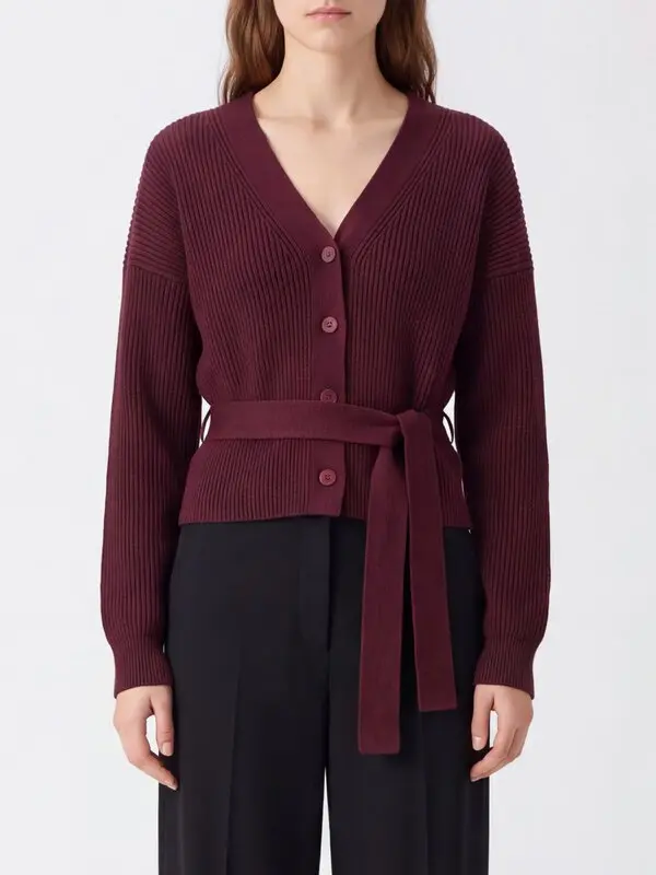 DONDUP Pure Wool V-neck Cardigan With Epaulettes And Button Closure - Red