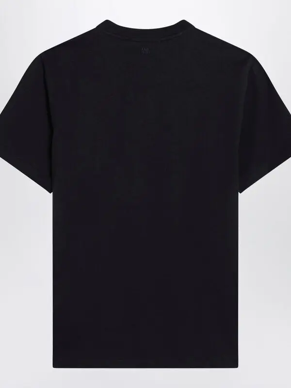 AMI Paris Organic Cotton Crewneck T-shirt With De Coeur Embroidery - Blue
