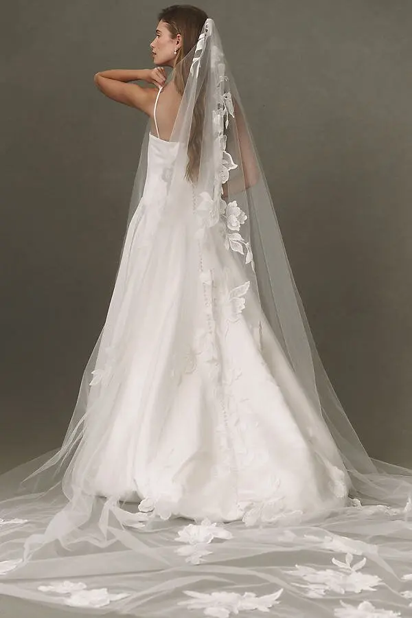 PRONOVIAS Romantic Floral Cathedral Veil
