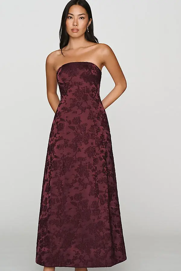 MARE MARE Piper Jacquard Maxi Dress - Deep Red