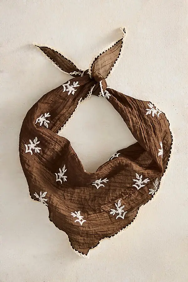 TERRAIN Embroidered Gauze Bandana - Brown
