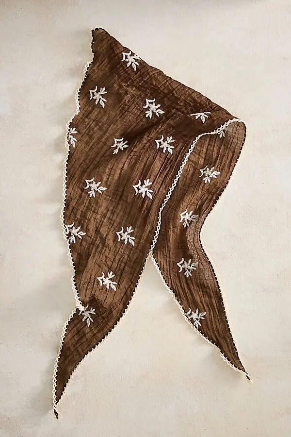 TERRAIN Embroidered Gauze Bandana - Brown