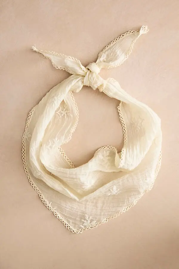 TERRAIN Embroidered Gauze Bandana - Ivory