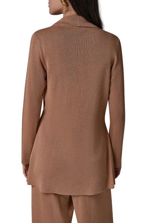 Donna Karan New York Metallic Belted Shawl Collar Cardigan - Camel