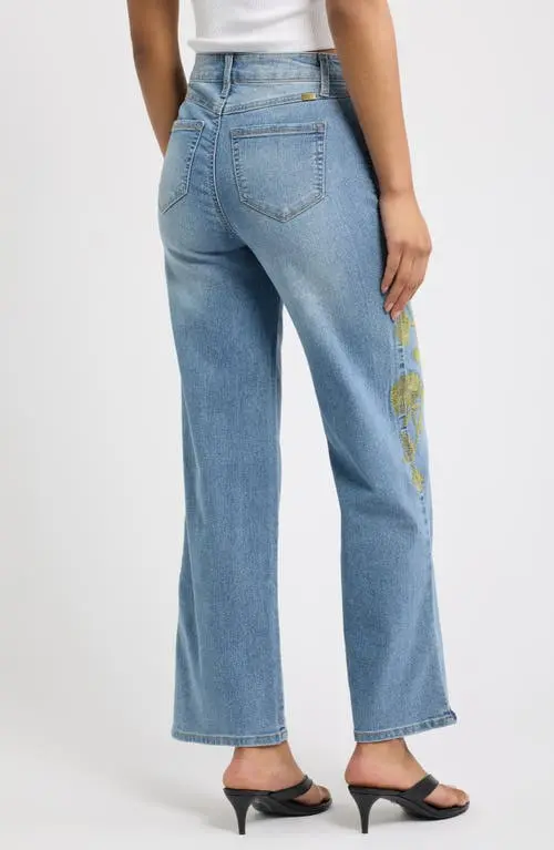1822 Denim Embroidered Wide Leg Jeans