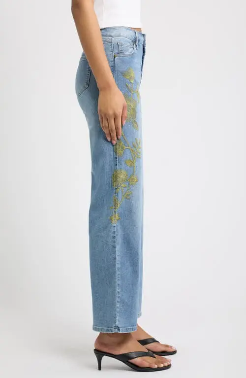 1822 Denim Embroidered Wide Leg Jeans