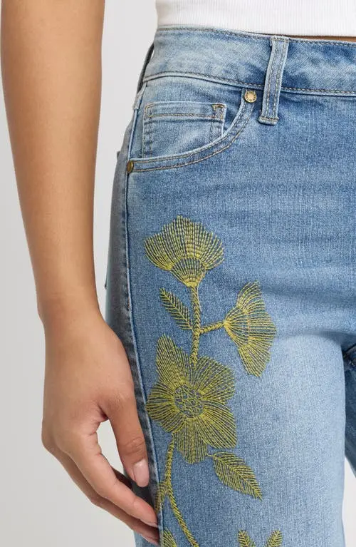 1822 Denim Embroidered Wide Leg Jeans