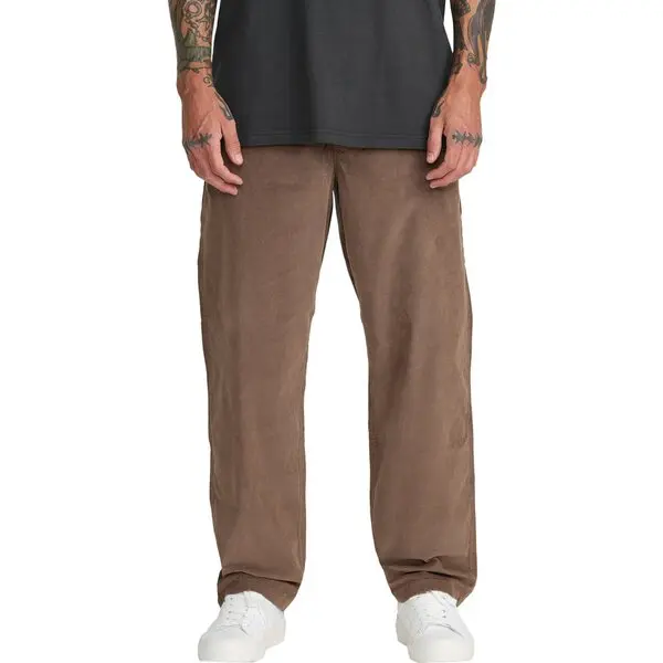 Rvca Micro Corduroy Straight-leg Pants - Mushroom