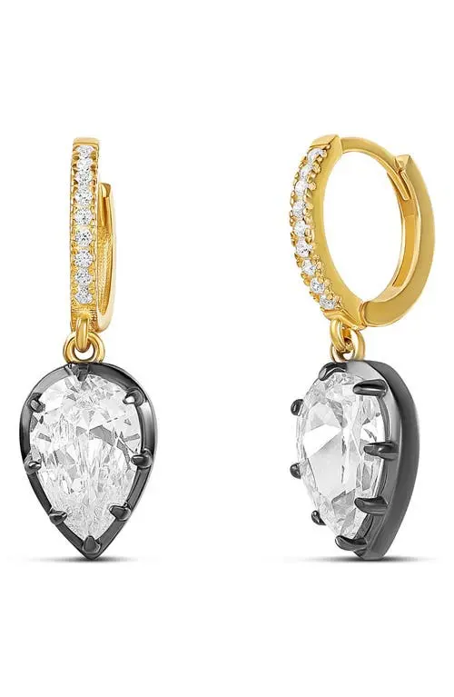 SHYMI Pavé Pear Drop Huggie Hoop Earrings - Gold