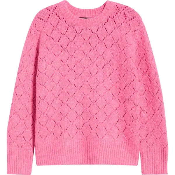 Deluc Pointelle Crewneck Sweater - Fuchsia