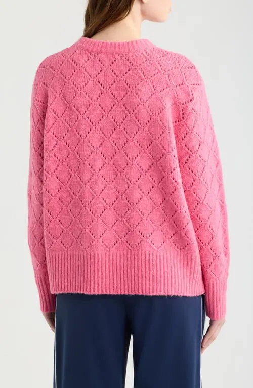 Deluc Pointelle Crewneck Sweater - Fuchsia