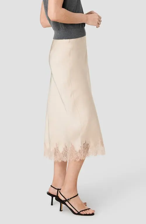 French Connection Ennis Satin Lace Midi Skirt - Champagne