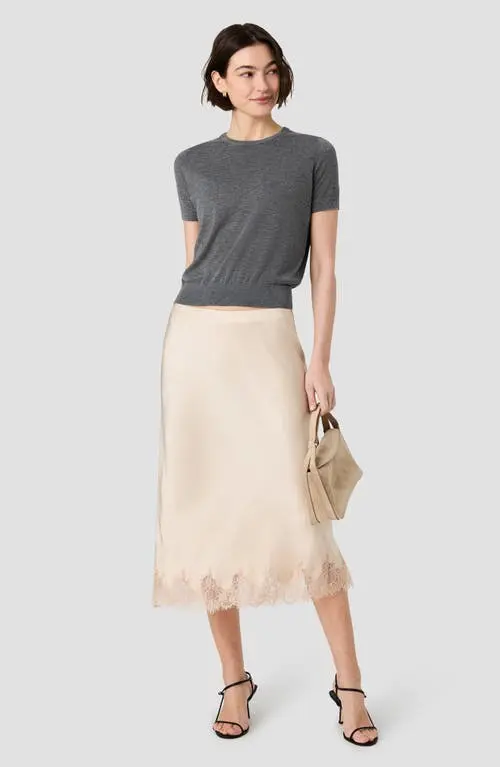 French Connection Ennis Satin Lace Midi Skirt - Champagne
