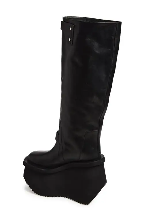 Rick Owens Pull-on Platform Wedge Knee High Boots