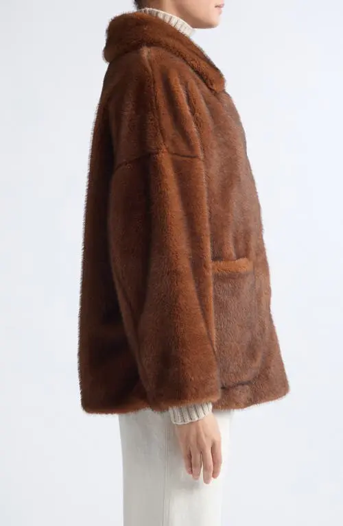 Herno Faux Fur Cape Jacket - 8800 Dark Brown