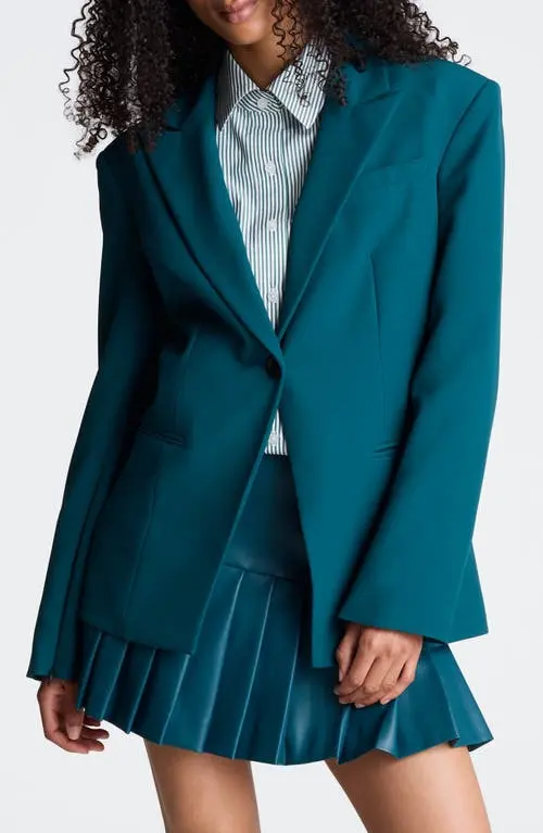 KENNETH COLE Slim One-button Blazer - Teal Dusk