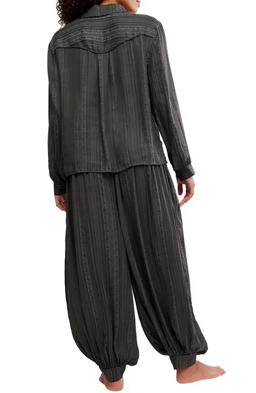 Free People Let's Sleep In Pajamas - Washed Black