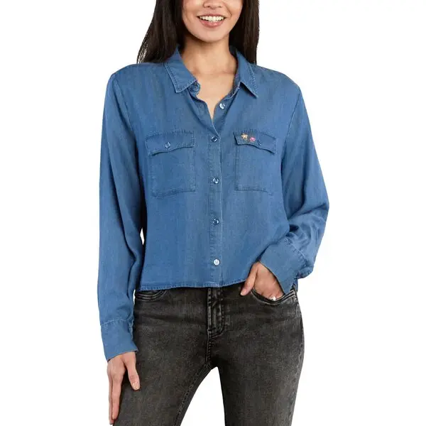 BILLY T Darling Embroidered Denim Shirt