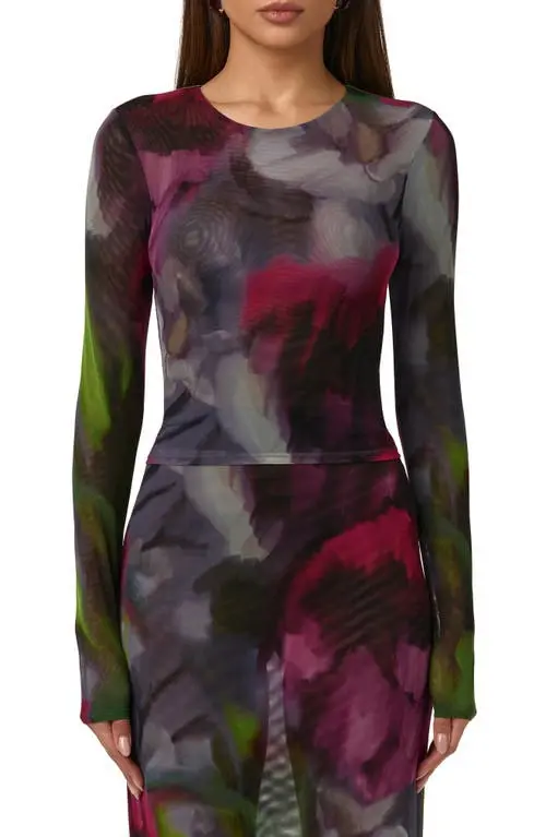 Naked Wardrobe Mesh Print Long Sleeve Top